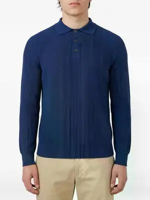 Brunello Cucinelli Ribbed Knit Polo Shirt - Blue