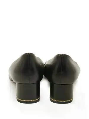 FERRAGAMO Fiamma Leather Block Heel Pumps