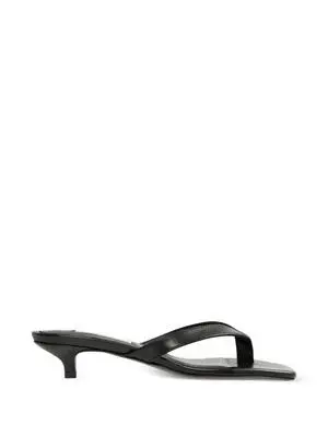 TOTEME Leather Square-toe Sandals - Black