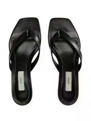 TOTEME Leather Square-toe Sandals - Black