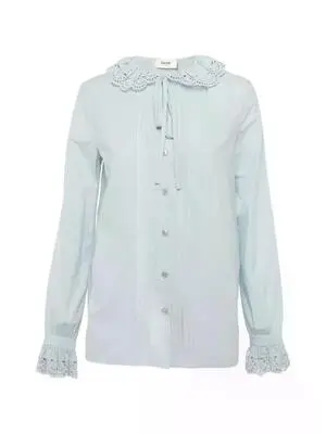Celine Cotton Embroidered Ruff Collar Blouse