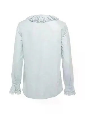 Celine Cotton Embroidered Ruff Collar Blouse