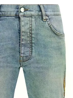 Amiri Skinny Jeans With Embroidered Flames