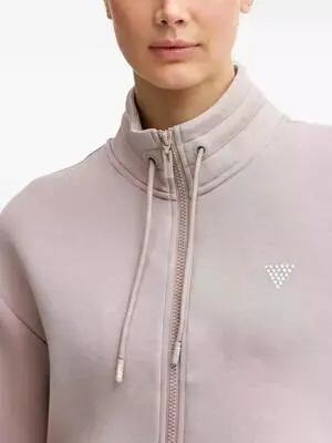 Guess Rhinestone Embellished Zip-up Sweatshirt