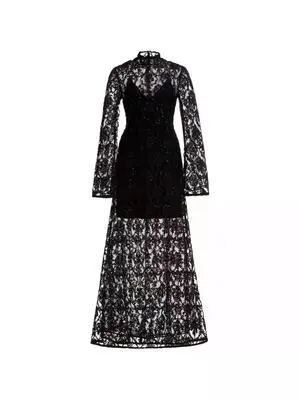 Agua Bendita Sequin Embroidered Maxi Dress