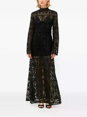 Agua Bendita Sequin Embroidered Maxi Dress