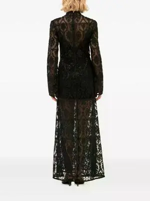 Agua Bendita Sequin Embroidered Maxi Dress