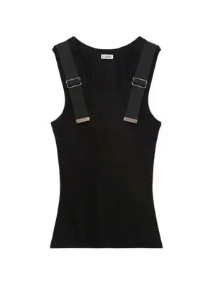 Loewe Ribbed Tank Top With Buckle Detail - Black