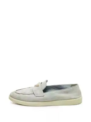 Prada Logo Plaque Suede Loafers