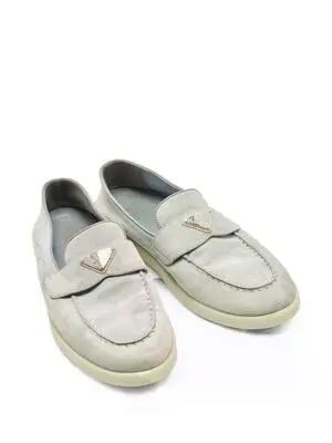 Prada Logo Plaque Suede Loafers