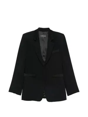Emporio Armani Single-breasted Blazer With Satin Trim - Black