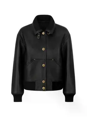 Claudie Pierlot Lambskin Leather Bomber Jacket