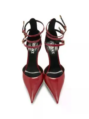 Versace Burgundy Leather Stiletto Pumps - Red
