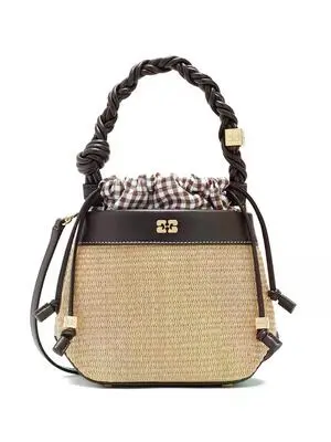 GANNI Raffia Bucket Bag - Neutrals