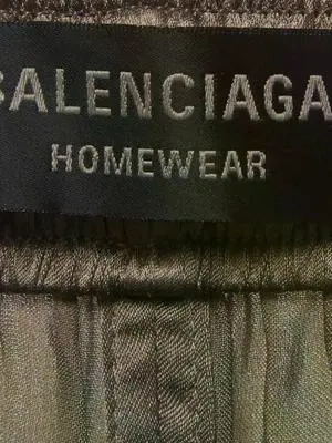 Balenciaga Bb Paris Print Satin Trousers