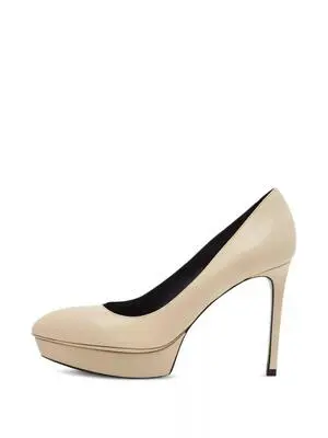 Saint Laurent Janis Leather Heeled Pumps - Neutrals