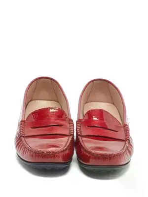 TOD'S Patent Leather Penny Loafers - Red