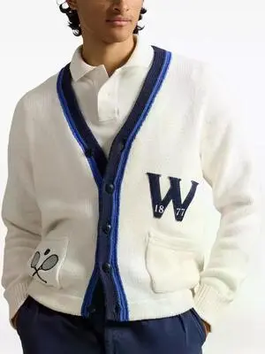 Polo Ralph Lauren Wimbledon 2026 Striped Patch Cotton Cardigan - White