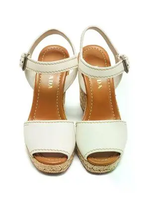 Prada Espadrille Wedge Sandals - White