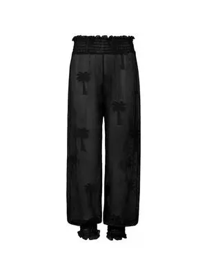 Johanna Ortiz Palm-embroidered Mesh Trousers