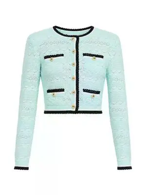 SELF-PORTRAIT Pointelle-knit Pleated Mini Skirt