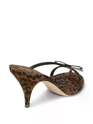 3JUIN Leopard-print Bow Detail Mid Heel Sandals