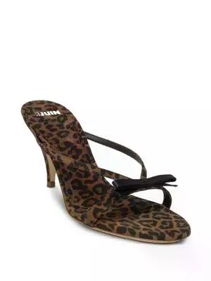 3JUIN Leopard-print Bow Detail Mid Heel Sandals