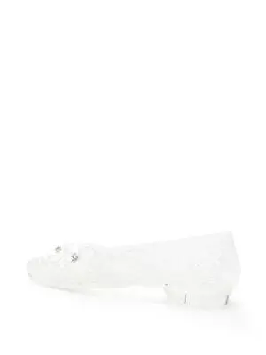 HEAVENLY JELLY Flower Embellished Flat Pumps - White