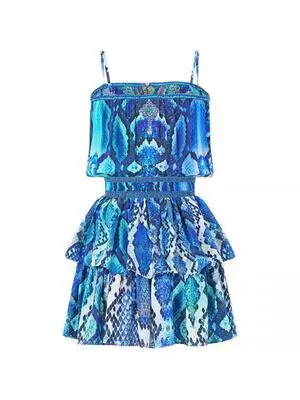 Camilla The Sapphire Serpent Shirred Waist Mini Dress