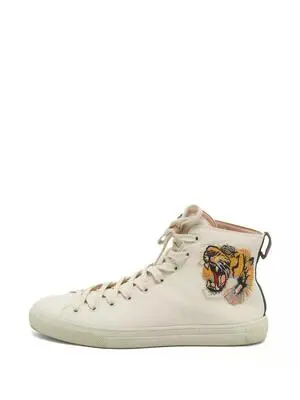 Gucci Tiger Embroidered High-top Sneakers - Neutrals