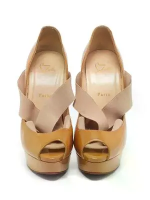 CHRISTIAN LOUBOUTIN Cross-strap Peep-toe Pumps - Neutrals