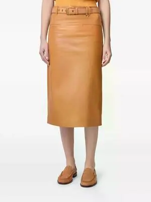 TOD'S Leather Midi Skirt - Neutrals