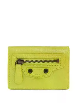 Balenciaga Zip Detail Leather Wallet - Green