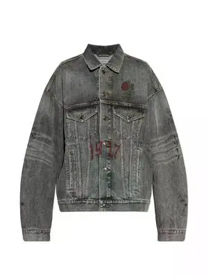 Balenciaga Tattoo-print Denim Jacket - Grey