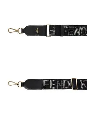 Fendi Logo Jacquard Leather Trim Bag Strap
