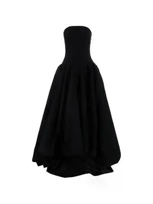 Balenciaga Strapless Pleated Maxi Dress - Black