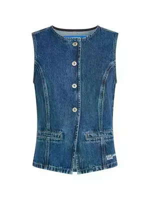 Karl Lagerfeld Logo-embroidered Sleeveless Denim Top