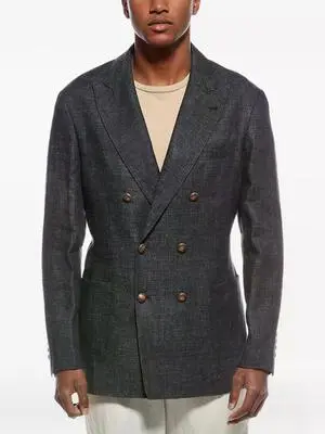 Brunello Cucinelli Double-breasted Linen Blazer - Grey