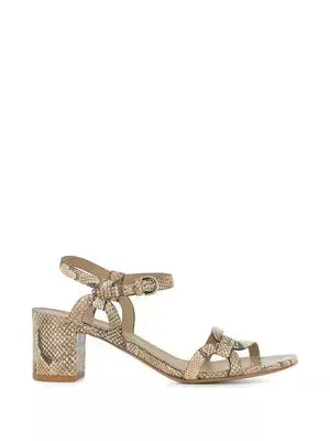 DEL CARLO Betty Snake-effect Buckled Sandals - Neutrals