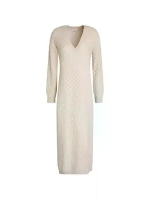 Brunello Cucinelli Cable-knit V-neck Midi Dress