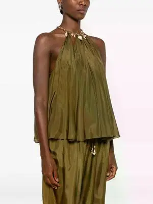 Zimmermann Shell-embellished Chain-link Halterneck Blouse