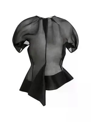 Khaite Asymmetric Draped Silk Top - Black