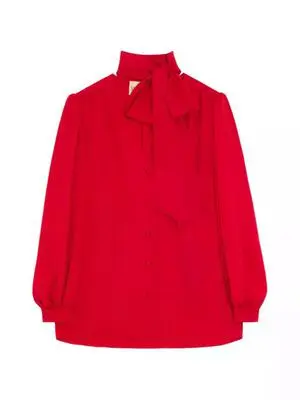 Valentino Garavani Silk Georgette V-neck Blouse - Red