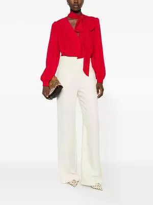 Valentino Garavani Silk Georgette V-neck Blouse - Red