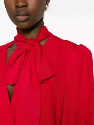 Valentino Garavani Silk Georgette V-neck Blouse - Red