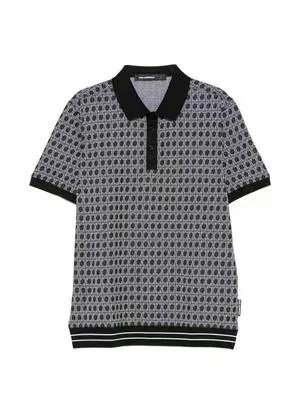 Karl Lagerfeld Monogram-pattern Polo Shirt - Black