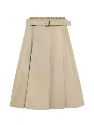 Loewe Belted Pleated Midi Skirt - Neutrals