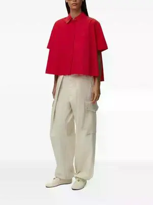 Loewe Logo Embroidered Boxy Fit Shirt - Red