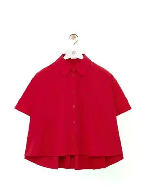 Loewe Logo Embroidered Boxy Fit Shirt - Red