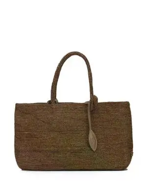 AFAR Woven Raffia Shoulder Bag - Brown